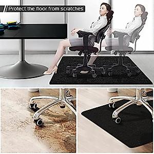 Office Chair Mat for Hardwood Floor, Idrlink 36" × 47" Office Gaming Rolling Floor Mat, Desk Low-Pile Office Rug, Large Anti-Slip Multi-Purpose Hard Floor Mat, Chair Floor Protector for Hardwood Black