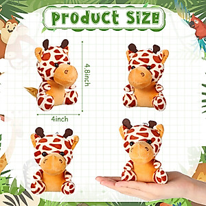 HyDren 18 Pcs Mini Stuffed Forest Animals Bulk Jungle Animal 4.8 Inch Cute Funny Toys Lion Tiger Elephant Giraffe Leopard Monkey Plush Set for Animal Themed Parties Achievement Award(Lovely Style)