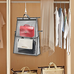 Fyoudis Transparent Handbag Dust Cover Bag Purse Storage Organizer with Zipper - Clear Dust-proof bag Purse Protector Storage Bag for Closet Shelf - 5 Sizes