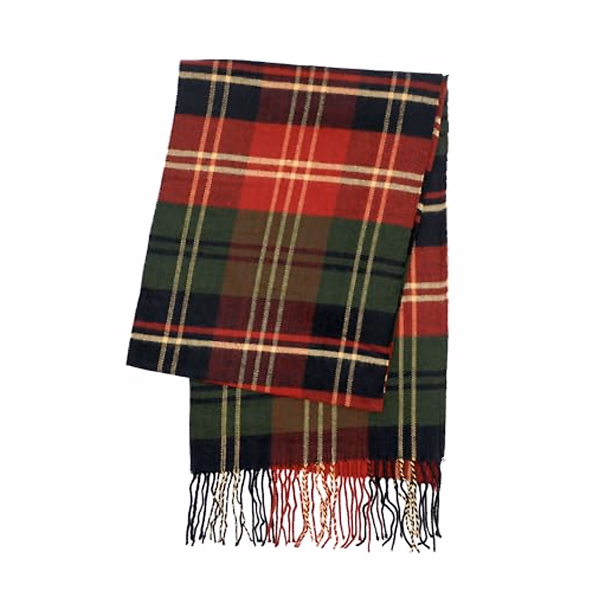 Achillea Scottish Tartan Plaid Scarf, Classic Winter Scarf, Soft Cashmere Feel Men’s & Women's Scarves (Olive Burgundy Plaid)