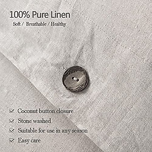 meadow park Stone Washed Linen King Duvet Cover 3-pc Set, Oeko-Tex Certified, Ultra-Soft, Machine Washable, All Season, Natural Color