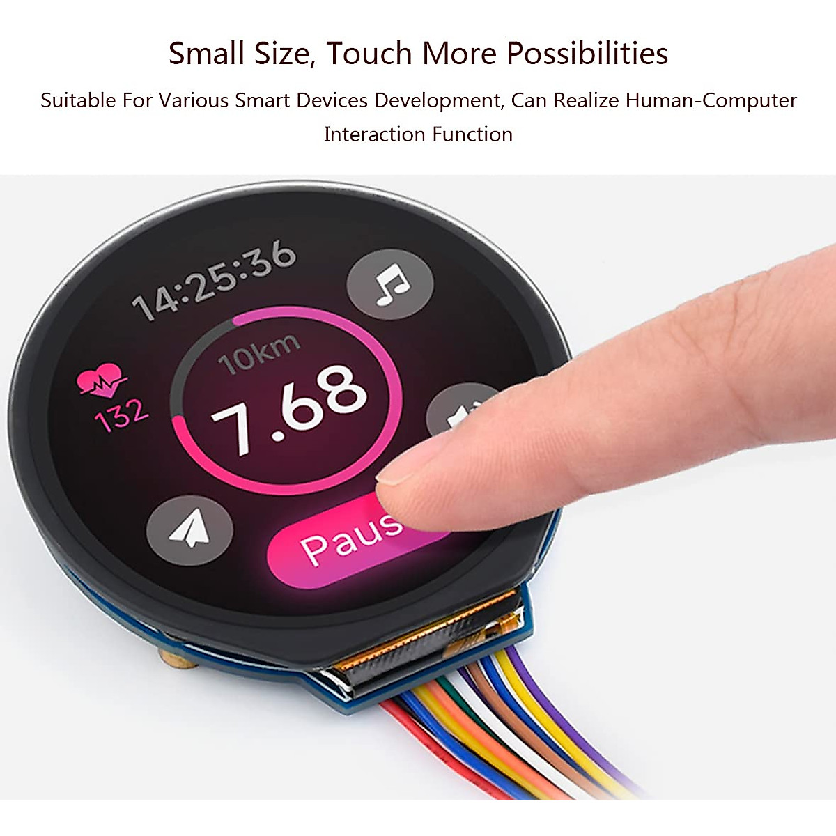 1.28inch Round LCD with Touch Panel,240×240 IPS Screen Display Module,SPI and I2C Communication,with GC9A01 Display Driver,CST816S Touch Driver,for Raspberry Pi, Raspberry Pi Pico, for Arduino, etc
