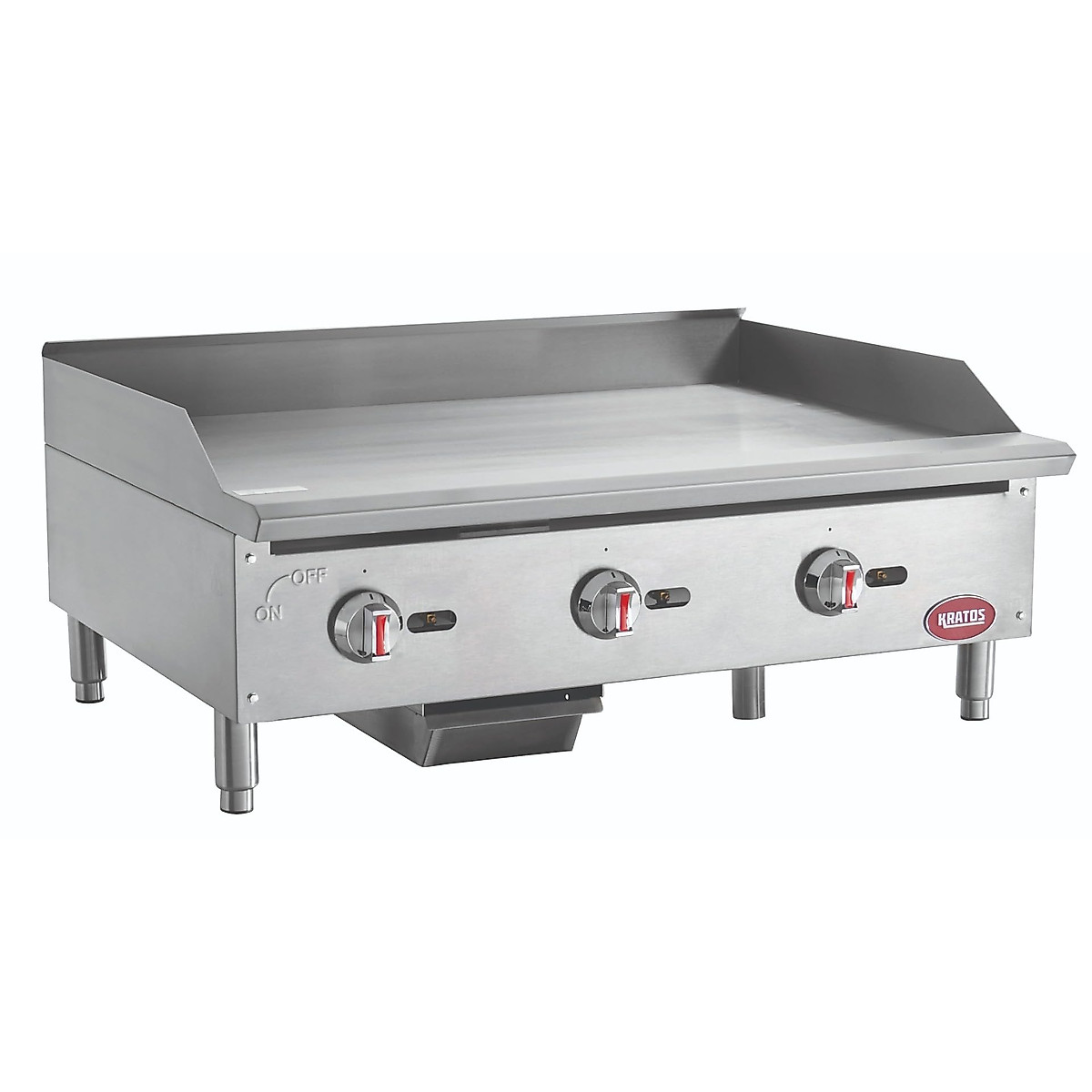 Kratos 29Y-005 36" Commercial Restaurant Gas Countertop Griddle, Manual Controls, 3 Burners, 90,000 BTU Output