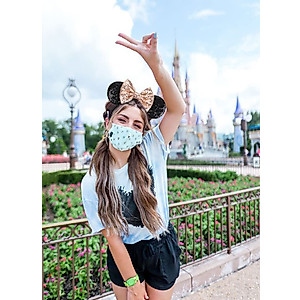 WOVOWOVO Mouse Ear Bow Headbands, Glitter Halloween Hairbands for Women Girls Princess Decoration Christmas Party Cosplay Costume, 2 Pcs