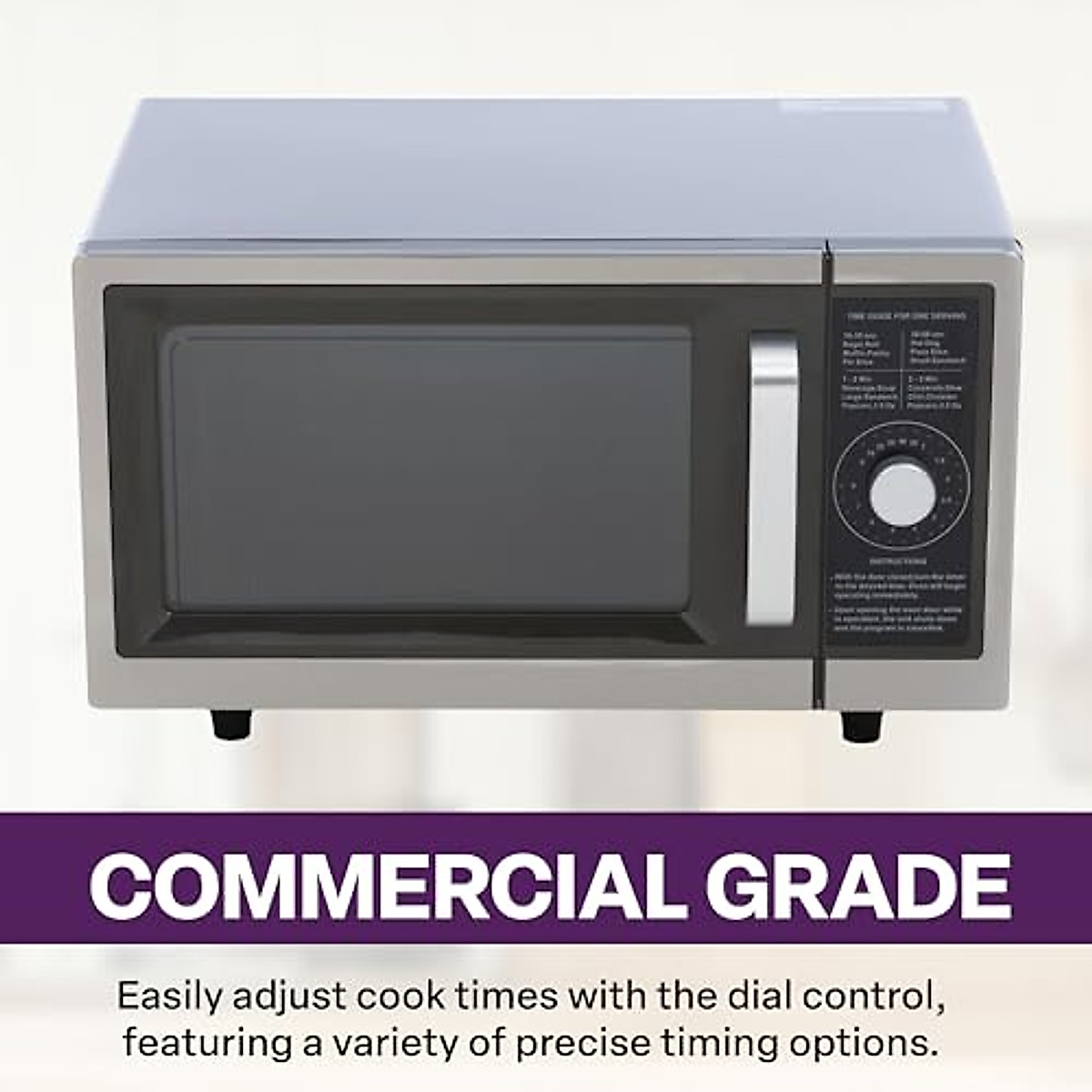 A-to-Z Supply Commercial Microwave with Dial Control, 1 Cubic Feet Interior, Stainless Steel, 1000 Watts, UL and NSF Approved