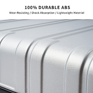 Merax Luggage Sets 3 Piece With Wheels Expandable Spinner Suitcase, Hard Luggage Set (Silver)