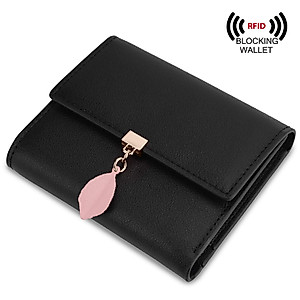YALUXE Women's RFID Blocking Small Compact Leather Wallet Ladies Mini Purse with ID Window RFID