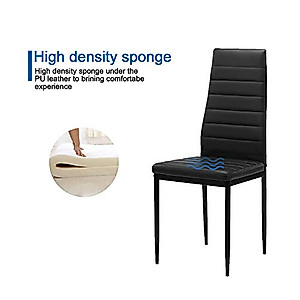 LCH, Black Room High Back, PU Leather Seat and Metal Frame, Kitchen Chairs Set of 4 Dining Roomchairs