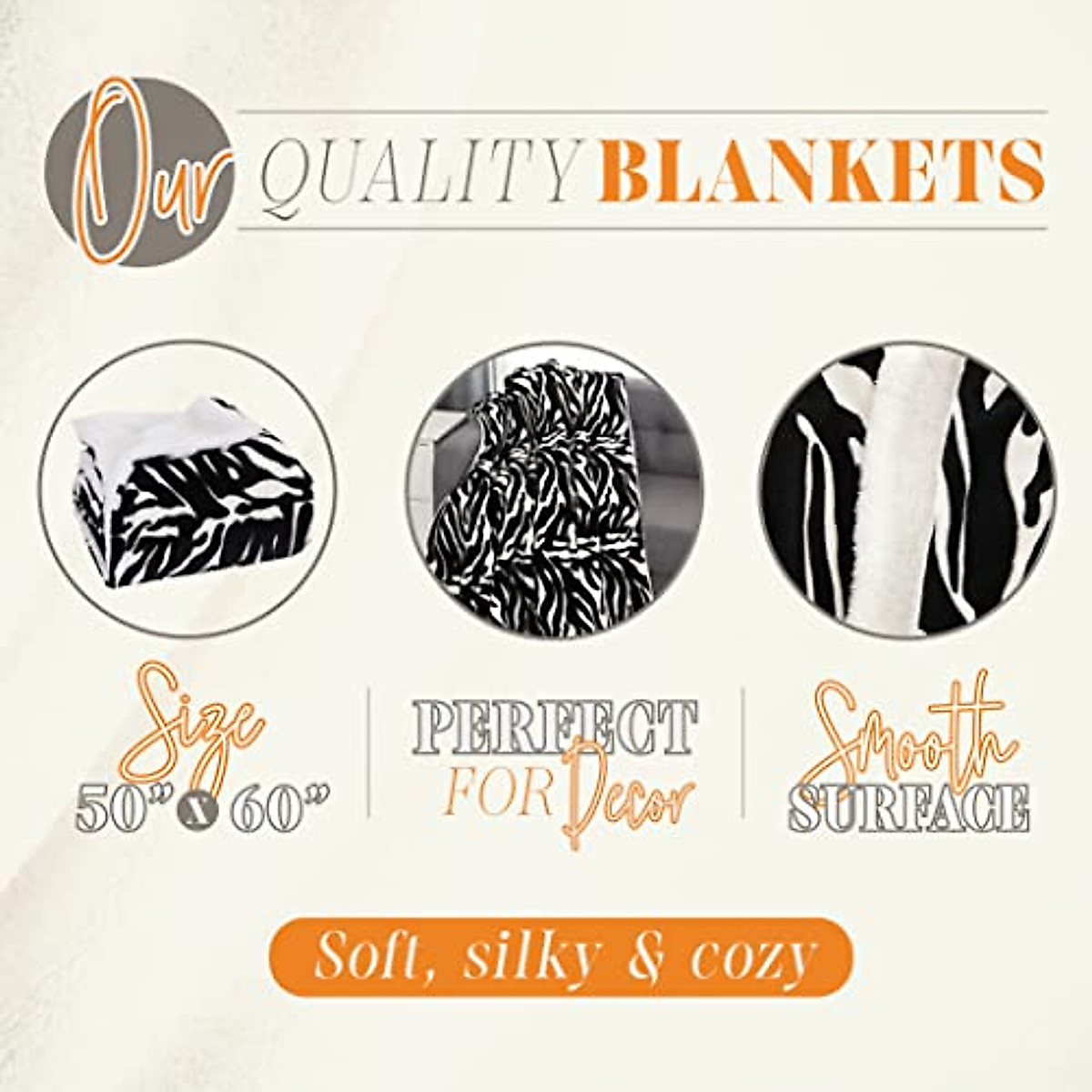 Elegant Comfort Luxury Micro-Sherpa 50" X 60" Ultra Plush Zebra Design Throw/Blanket, (50 x 60)