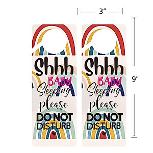 Funny Baby Sleeping Sign, Door Hanger, Funny Baby Room Decorative, 2 Pack, Double Sided, Ideal for Home, Bathroom, Bedroom, Baby Room