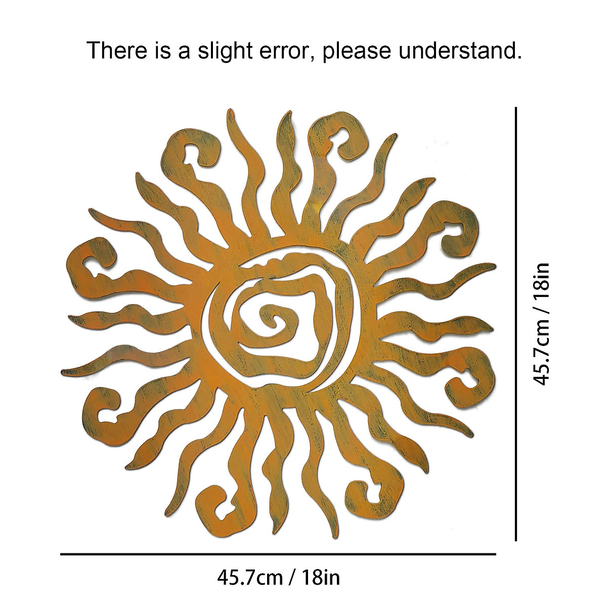 Wacky Sun Metal Wall Art Steel Out Door Decor, Metal Sun Art Wall Decor for Home, Bedroom, Living Room, Office, Garden - 18", Copper