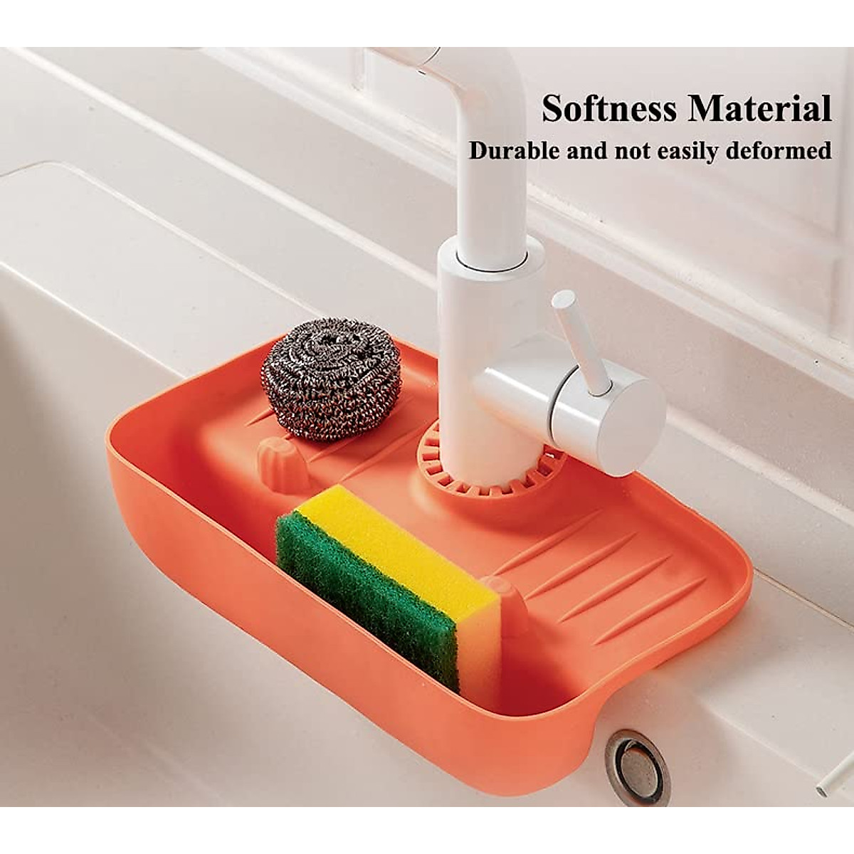 softness Sponge holder for kitchen, kitchen accessories, kitchen organizer, kitchen sink caddy, drying rack, soap, bathroom, quick drying, TPU, multicolors available (White)