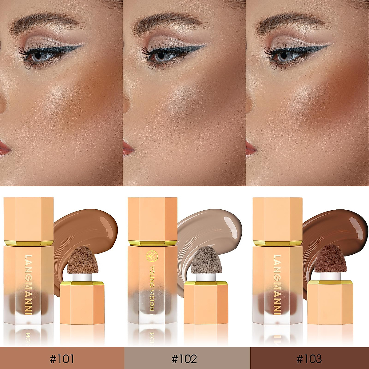 BEFIVECOK Liquid Contour Stick Makeup - Cream Face Contour Wand with Cushion Applicator, Natural Matte Long Lasting Creamy Bronzer Contour, Lightweight Silky Blendable (#01 LIGHT TO MEDIUM)