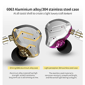 Five Driver Headphones,KZ ZS10 PRO High Fidelity Noise-Isolating Earbuds/Earphones with Detachable Cable 2Pin 0.75mm (Without MIC, Glare Gold)