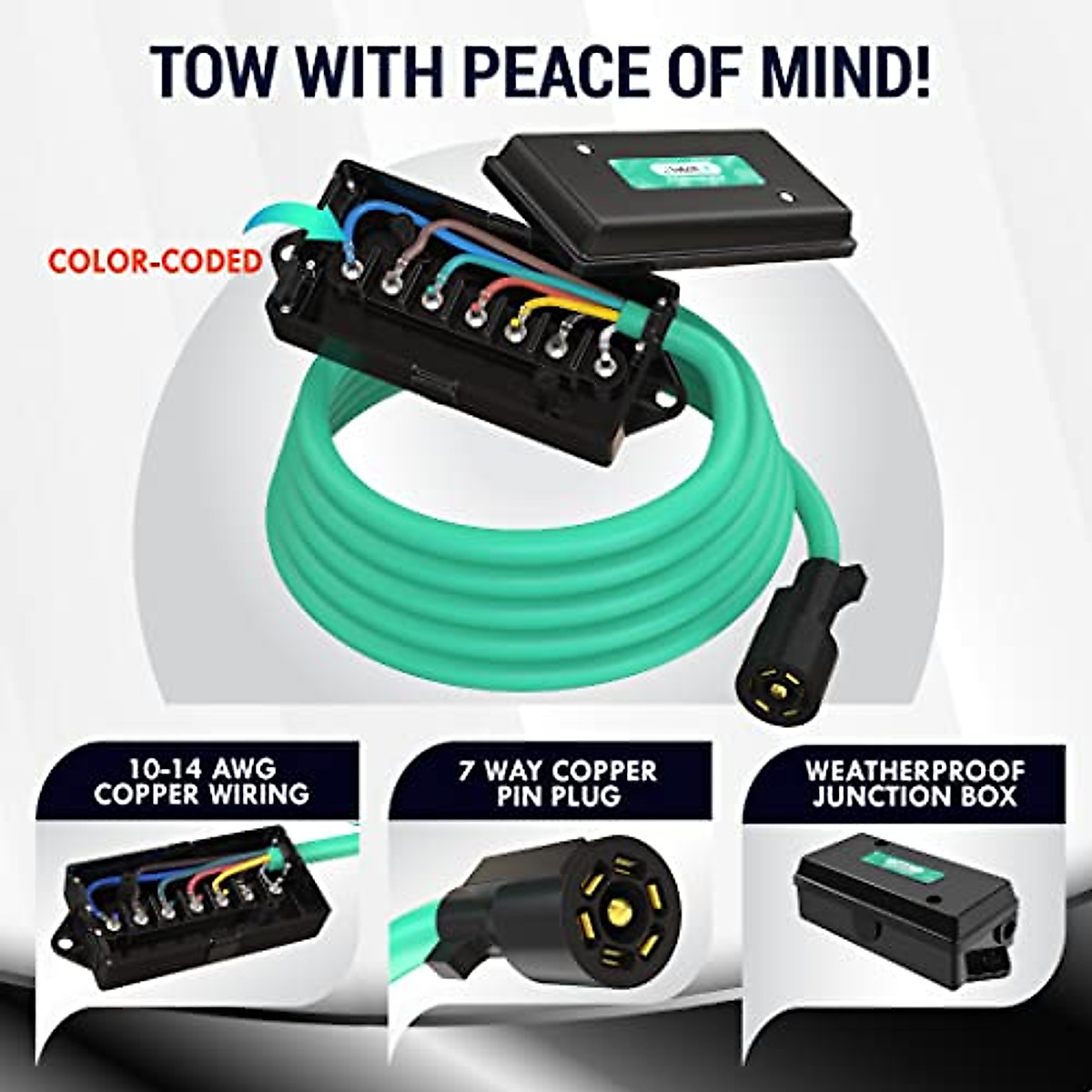 LATCH.IT Trailer Wiring Harness Kit - 7 Way Cord