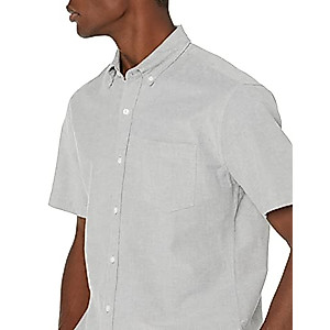 Amazon Essentials Oxford Shirts for Men - Regular-Fit, Short-Sleeve, Grey, X-Large