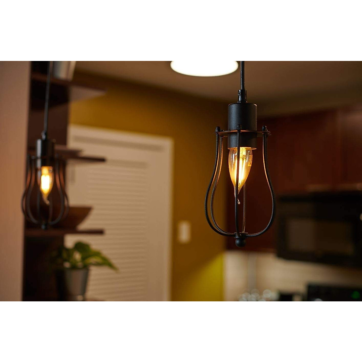 KGC LED Candelabra Bulb, 2700K Warm White 450LM, LED Dimmable Edison Bulb,4.5W Equivalent to 60W, E26 Medium Base LED Candle Bulbs, CA11/C35 Clear Glass Flame Shape Bent Tip - 6 Pack