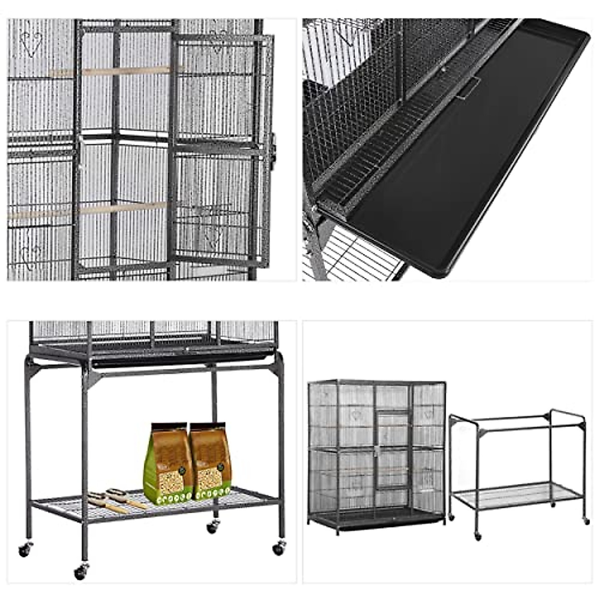 Yaheetech 63-Inch Wrought Iron Construction Rabbit Ferret Chinchilla Adult Rat Sugar Glider Guinea Pig Small Pet Animal Cage with Detachable Stand