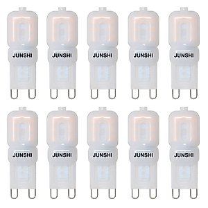 JUNSHI G9 LED Bulb 2.5W(20W 25W Halogen Equivalent) 3000K Warm White 210 Lumens Non-Dimmable AC110-130V LED Light Bulb for Ceiling Light,Pack of 10