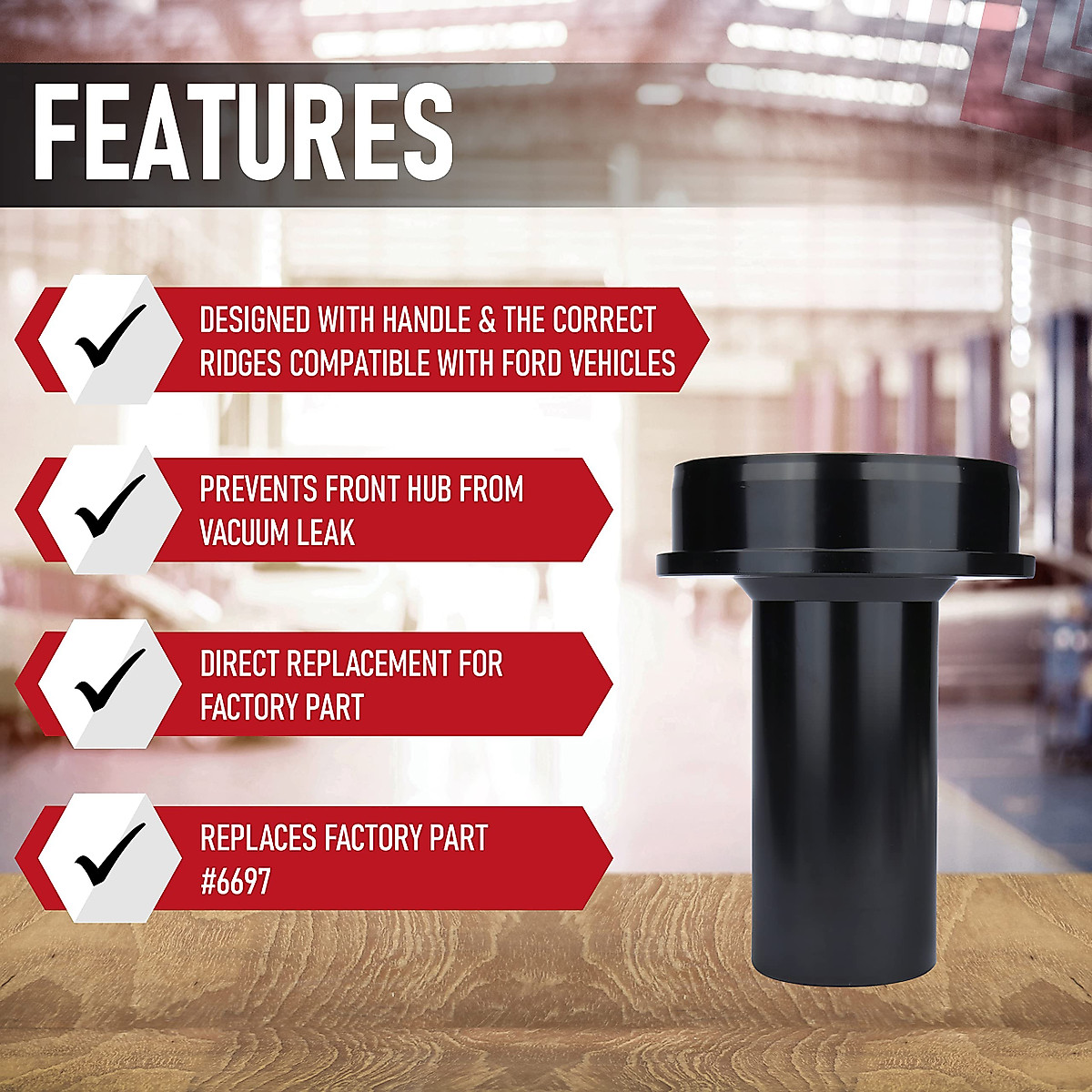 Wheel Vacuum Seal Installer - Compatible with 4WD Ford Vehicles - 05, 06, 07, 08, 09, 10, 11, 12, 13, 14, 15, 16, 17, 18, 19, 20 F250 and F350 - Replaces 6697 - Front Axle Shaft Oil Seal Tool Press