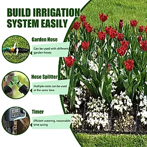 Flat Soaker Hose 25ft, Heavy Duty Double Layer Design, Drip Irrigation Hose Saves 80% Water, Leak Proof Sprinkler Hose For Garden, Lawn, Flower Bed, Vegetable Field (25FT)