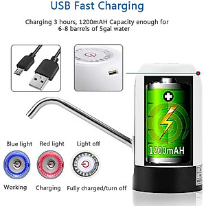 Electric Drinking Water Bottle Pump, USB Charging Automatic Drinking Water Dispenser, 5 Gallon Water Pump Dispenser, Portable Water Jug Pump for Universal 2-5 Gallon Bottle, for Home, Office, Travel