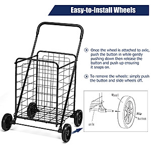 Goplus Shopping Carts for Groceries, Heavy Duty Folding Shopping Cart with Wheels, Portable Collapsible Grocery Cart, Light Weight Foldable Utility Cart for Laundry