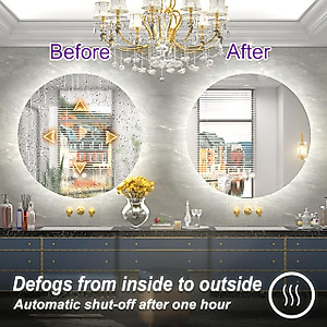JSneijder 2-Piece LED Bathroom Mirror 36 Inch Backlit Round Mirror & 28x36 Inch Rectangular Framed Mirror, Wall Mounted Dimmable Anti-Fog