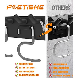 POETISKE Garage Tool Organizer Wall Mount 4PC, Garage Storage Shelving, Heavy Duty Wall Mount, 64" Extendable Racks, Ideal Hooks for Hanging Garden Tool, Mop Shovel Kitchen Yard Storage