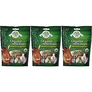 Oxbow 3 Pack of Bene Terra USDA Organic Barley Biscuits Natural Baked Small Pet Treats, 2.65 Ounces Each