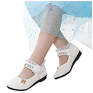 Princess Leather Sandals Shoes Children Toddler Boys Girls Shoes Kid Leather Dance Shoes Casual Sandals Shoes (White, 6.5-7 Years Little Kid)