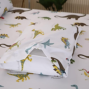 MAG Dinosaur Themed Full Size Bed Sheet Set, 3Pcs, Soft Microfiber, Colorful Dinosaurs, for Kids, Teens and Dinosaur Lovers, Includes Fitted Sheet (75”*54”*15”) and 2 Standard Pillowcases (20”*30”)