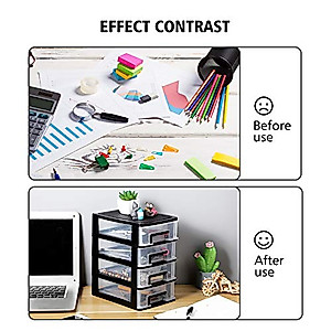 BESPORTBLE Drawer Storage Four Layer Plastic Drawer Organizer Shelf Storage Rack Storage Box for Office Bedroom Home (Black and Transparent)