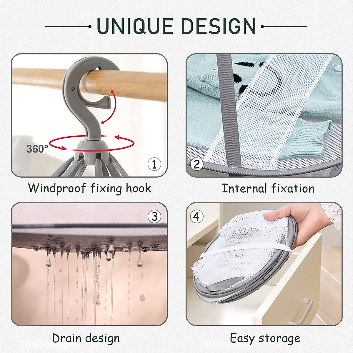 WEISGJA 3 Tier Folding Mesh Clothes Drying Rack, Stackable Sweater Drying Rack with Internal Fixation, Portable Hanging Laundry Rack for T-Shirt,Swimsuit,Sweater,Delicates (1 Pack)