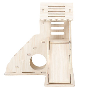 Ipetboom Wooden Landscaping House Climbing Ladder Toy Small Hideout for Hamster Pet Sleeping House Hamster Ladder Toy Hamster Hideout Pets Exercising Toy Wood Hamster Nest Pet Wooden Nest