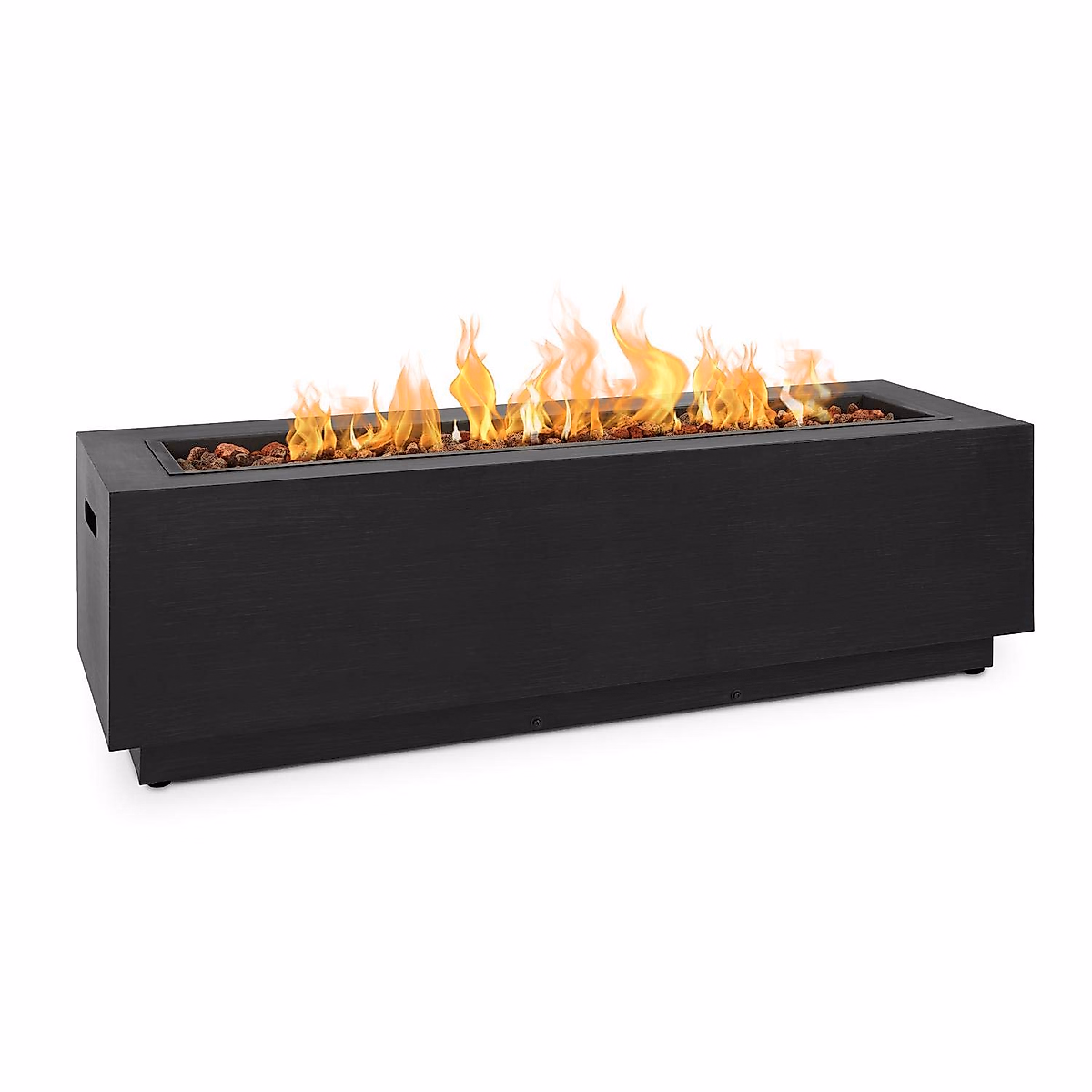 Real Flame Lanesboro Rectangle Propane Fire Pit - Stainless Steel Burner, Black Fire Glass, Storage Cover - Gas Conversion Kit Included