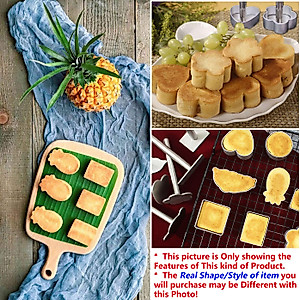 Prettyard Square Shape Aluminium Alloy Pineapple Cake Mold (Small Cake Mold) with Stainless Steel Pusher & Lifter Press Set DIY Dessert Molds Cookie Cutter (10xMolds+1xPress)