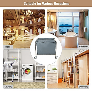 ALBOMI Collapsible Commercial Laundry Cart with Wheels, Large Folding Stainless Steel Laundry Hamper, Industrial Rolling Waterproof Laundry Basket for Hotel Hospital School Home, 440LB Load, Gray