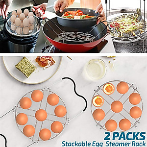 Maxracy Stackable Egg Steamer Rack Trivet 9 holes with Heat Resistant Handles for Instant Pot Accessories Stainless Steel Egg Assit fits 6qt 8qt Pressure Cooker(9 Holes Handle Set)