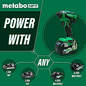 Metabo HPT WH18DBFL2T 18V Cordless Impact Driver | Includes 2 Batteries (1) 36V/18V Multivolt 5.0Ah & (1) 18V Compact 3.0Ah Battery | 1,522 in-lbs of Torque | Up to 3,100 Rpm 3,400 BPM | Brushless