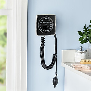 McKesson LUMEON Clock Aneroid Sphygmomanometer, Blood Pressure with Cuff, Wall Mounted, Black, Adult Medium, 1 Count