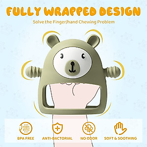 COZYPANDA Teething Toys for Babies 0-6-12 Months, Never Drop Baby Teething Toys Silicone Baby Teether for Soothing Sore Gums, Baby Chew Toys for Sucking Teething Relief for Boy/Girl, BPA Free (Sage)