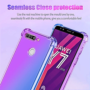 Gufuwo Case for Y7 2018/Y7 Prime 2018/Y7 Pro 2018/Honor 7C/Enjoy 8 Cute Case Girls Women, Gradient Slim Anti Scratch Soft TPU Phone Cover Shockproof Protective Case for Huawei Y7 2018 (Purple/Blue)