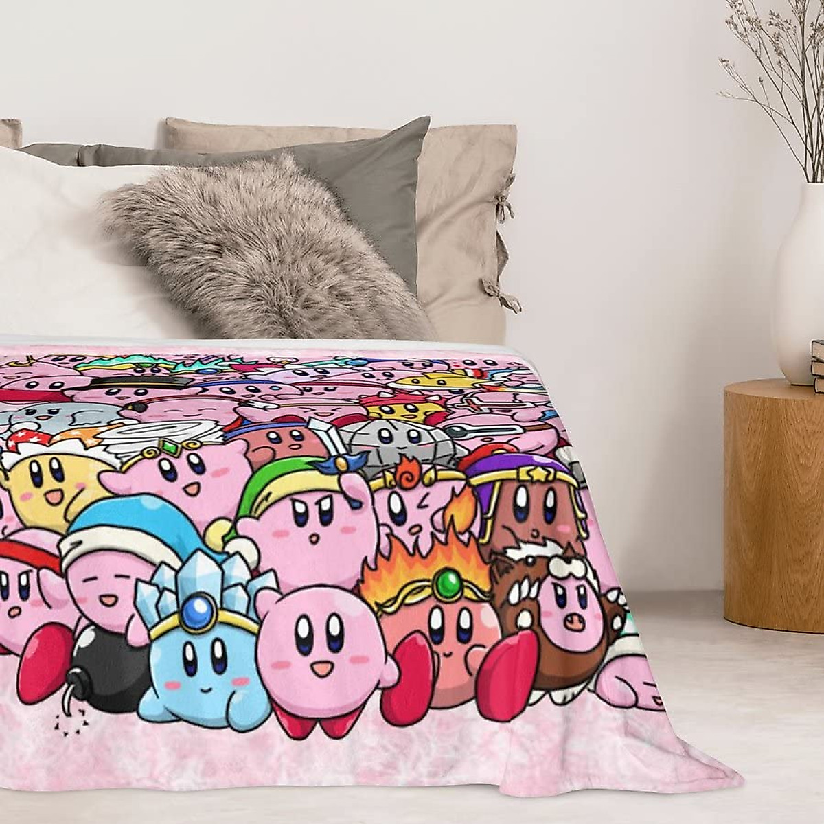QUZtww-Kirby Blanket Fuzzy Soft Micro Fleece Ultra Fuzzy Blanket for Office Sofa Bed Living Room Warm Lightweight 50 x 40 in Pink