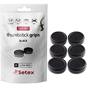 Setex Gecko Grip, Thumbstick Grip Covers, for PlayStation PS5, PS4, Xbox One, Switch Pro, Steam Deck, Anti-Slip Microstructured Analog Stick Thumb Grips, (3 Pair) Black, Grip Covers Only