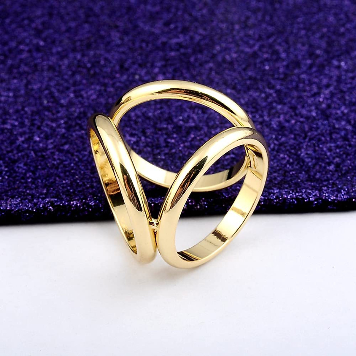 2PCS(Golden + Silver) Women Lady Girls Three Ring Fashion Scarf Ring Buckle Modern Simple Triple Slide Jewelry Silk Scarf Clasp Clips Clothing Wrap Holder