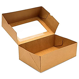 50-Pack 6 Count Cupcake Boxes With Window for Pastries, Desserts, Muffins, Cookies, Disposable Kraft Paper Containers for Birthday Party, Wedding (3.7 x 4.2 x 3.7 Inches)