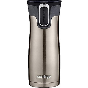 Contigo West Loop Stainless Steel Vacuum-Insulated Travel Mug with Spill-Proof Lid, Keeps Drinks Hot up to 5 Hours and Cold up to 12 Hours, 16oz Steel/Black
