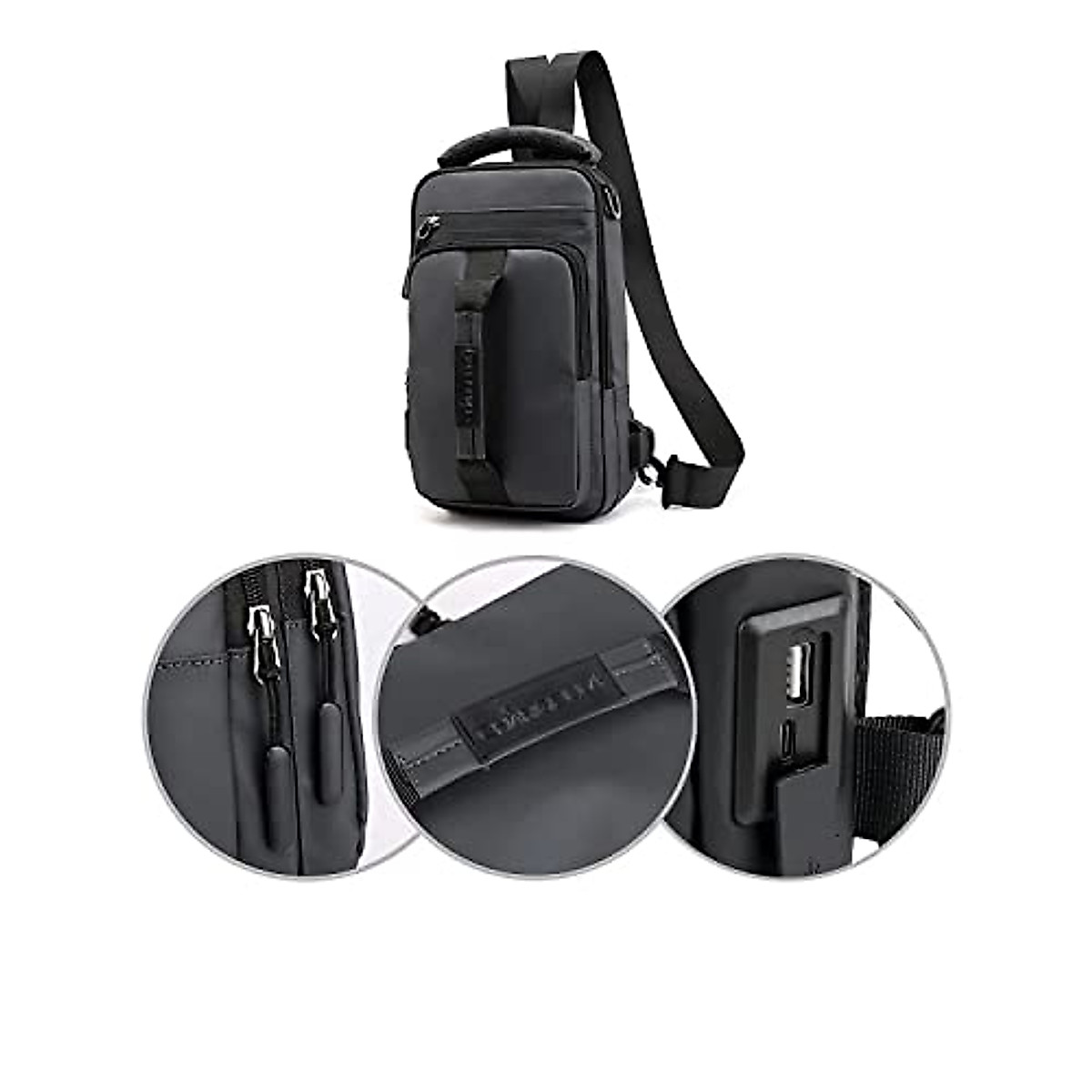 CHARGELLA Sling Bag for Men & Women Waterproof Shoulder Daypack Crossbody Backpack for Travel Hiking with USB Charging Port (Blue)