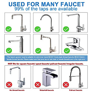 Sink Faucet Attachment, Movable Kitchen Faucet Head 360° Rotatable Faucet Sprayer Head Replacement Water Saving Faucet Extender,Anti -Splash,3 Modes, Chrome Faucet Head for Kitchen and Bathroom